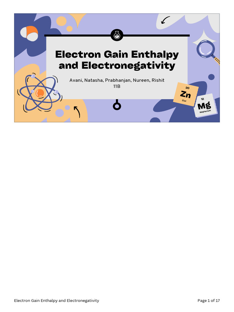 Electron Gain Enthalpy and Electronegativity | PDF