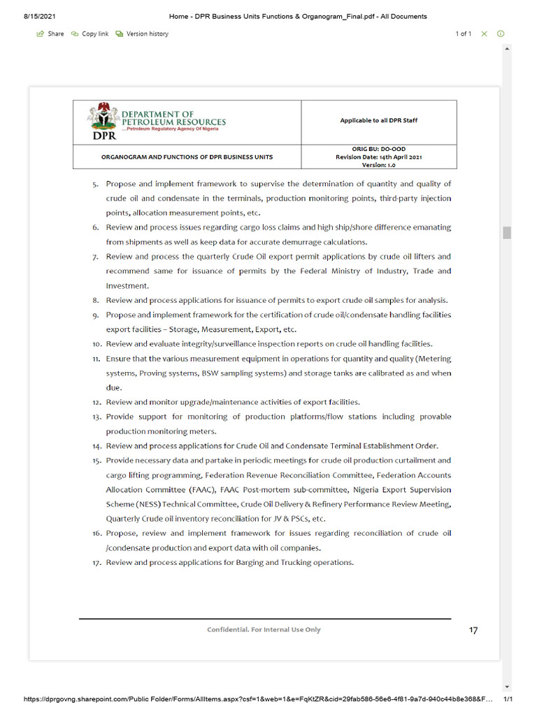 DPR Business Units Functions & Organogram - Final Pg17 | PDF