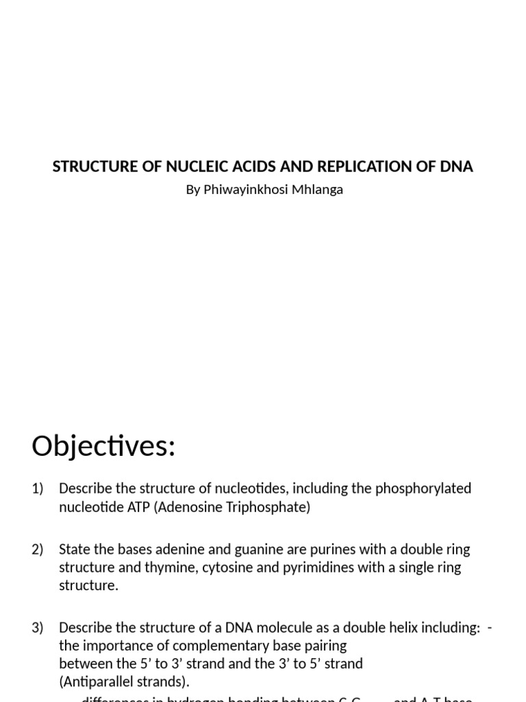 Structure of Nucleic Acids and Replication of Dna | PDF