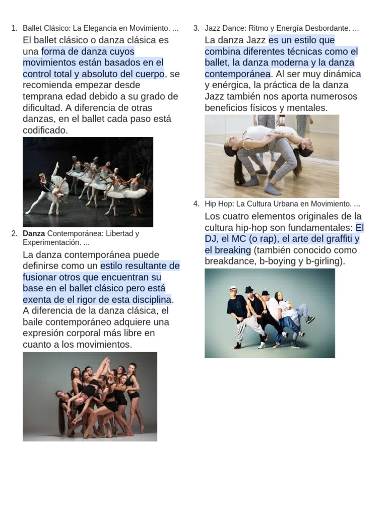 Tipos de Danza | PDF