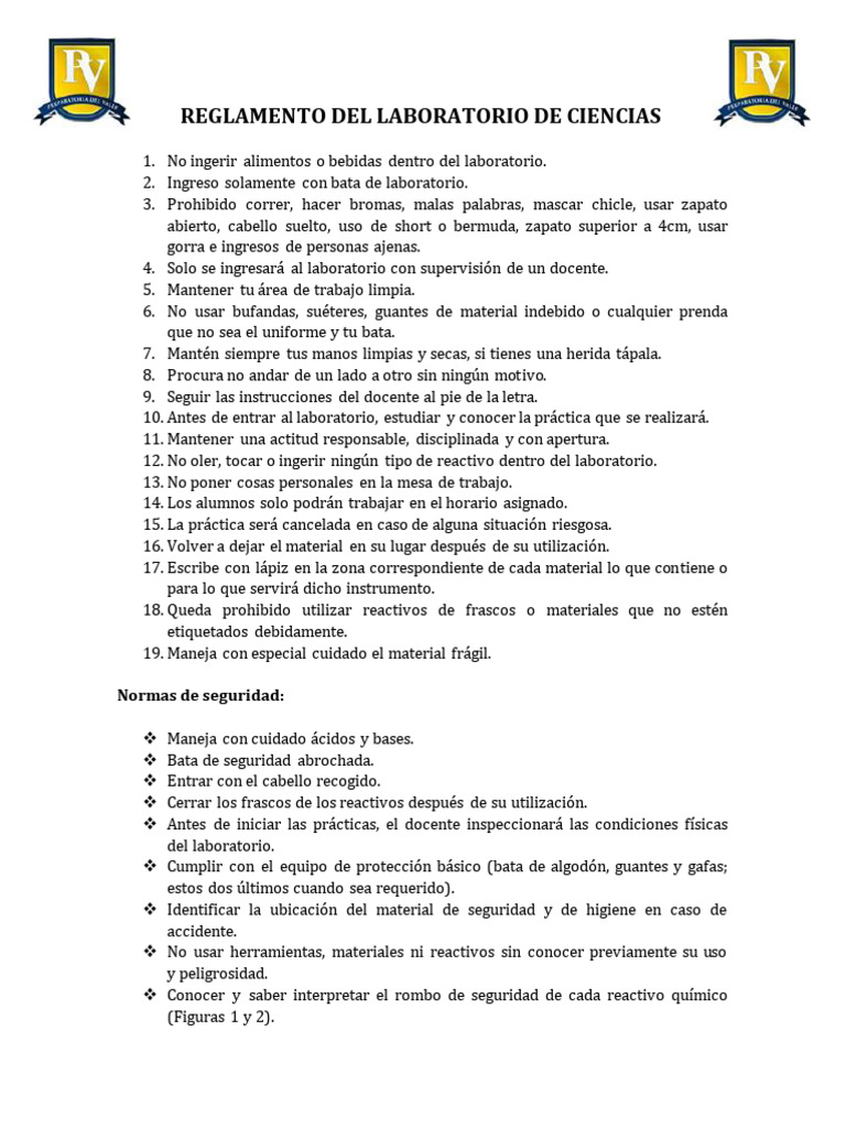 Reglamento Del Laboratorio de Ciencias | PDF | Laboratorios