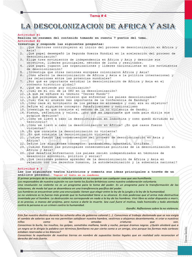 Descolonización de África y Asia | PDF | Descolonización | Ciencias sociales