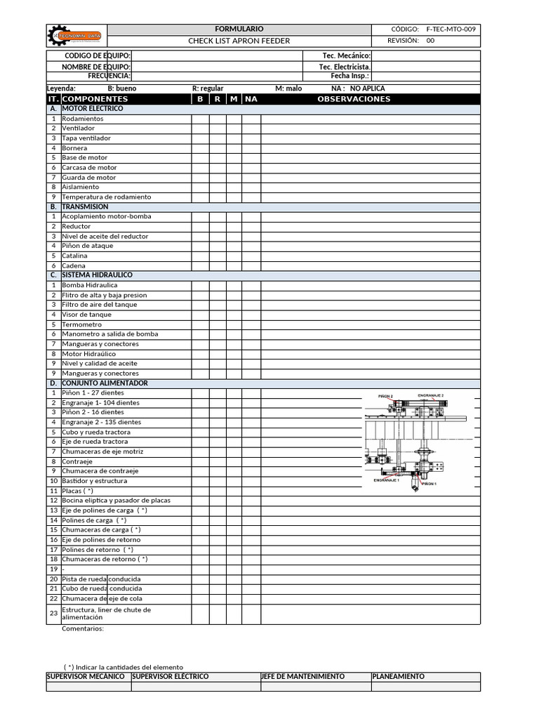 F-TEC-MTO-009 Check List Arpon Feeder | PDF
