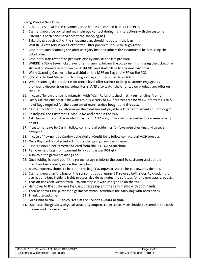 Billing - Customer Process | PDF
