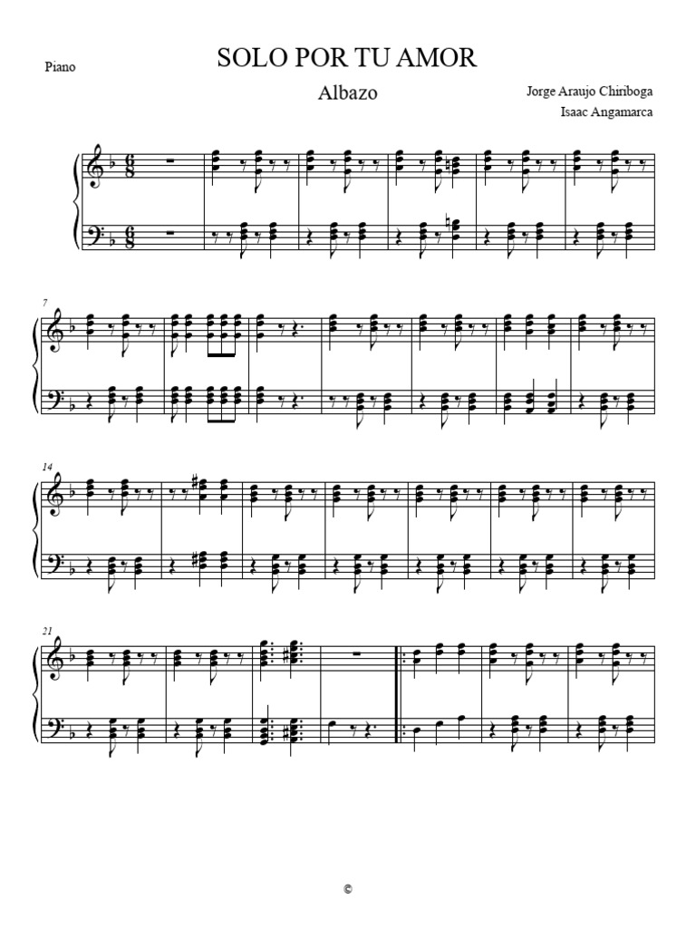 Solo Por Tu Amor PIANO | PDF