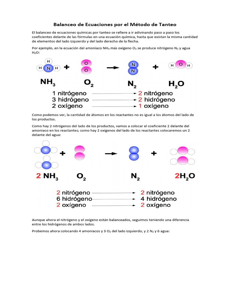 Balanceo de Ecuaciones por el Método de Tanteo | PDF