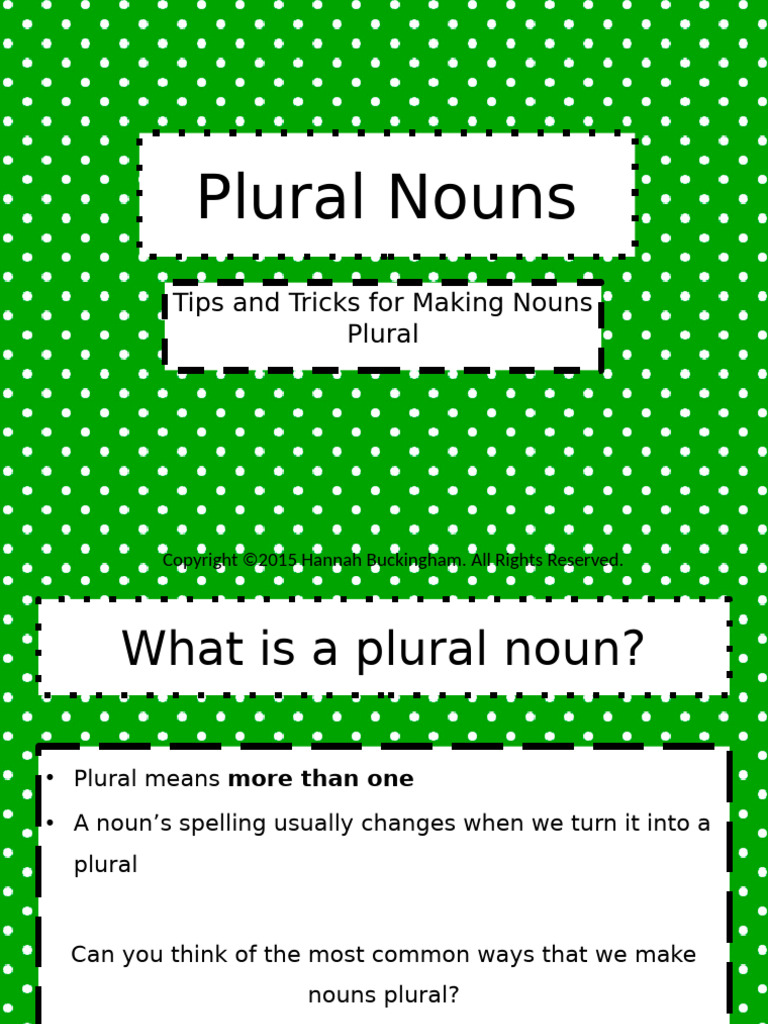 Tips and Tricks For Making Nouns Plural | PDF