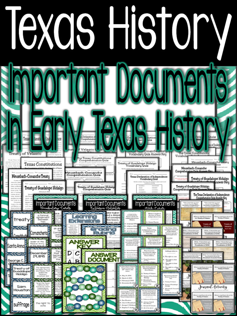 Texas History Important Documentsin Texas History Printable Digital | PDF