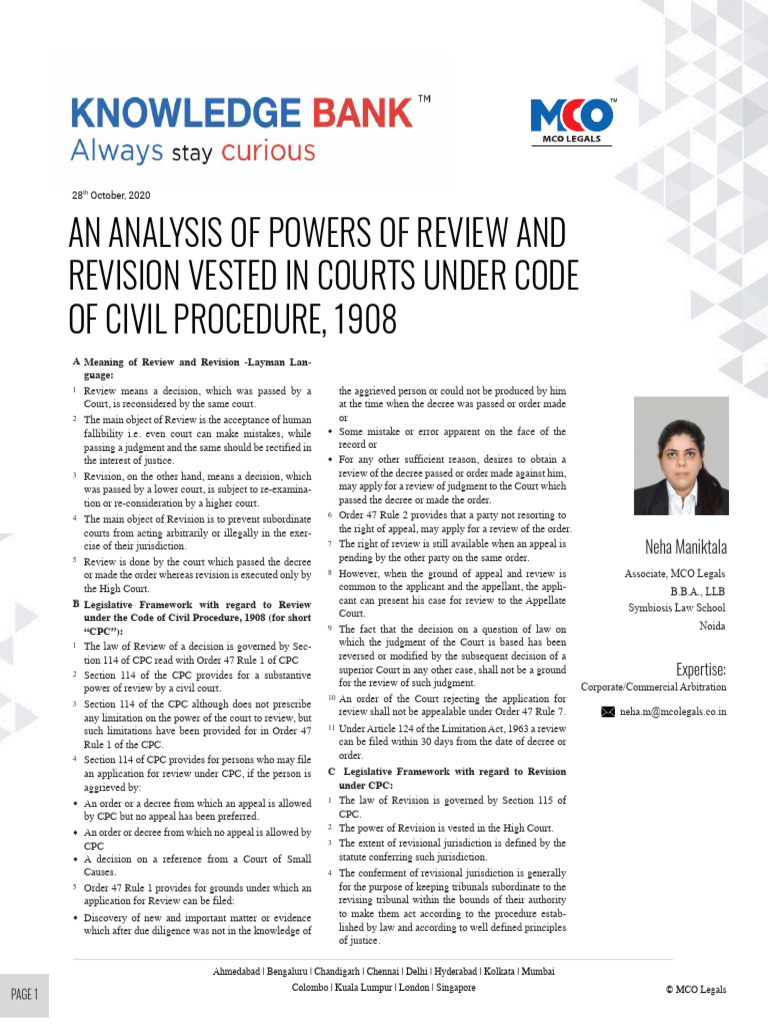 An Analysis of Powers of Review and Revision Vested in Courts Under ...