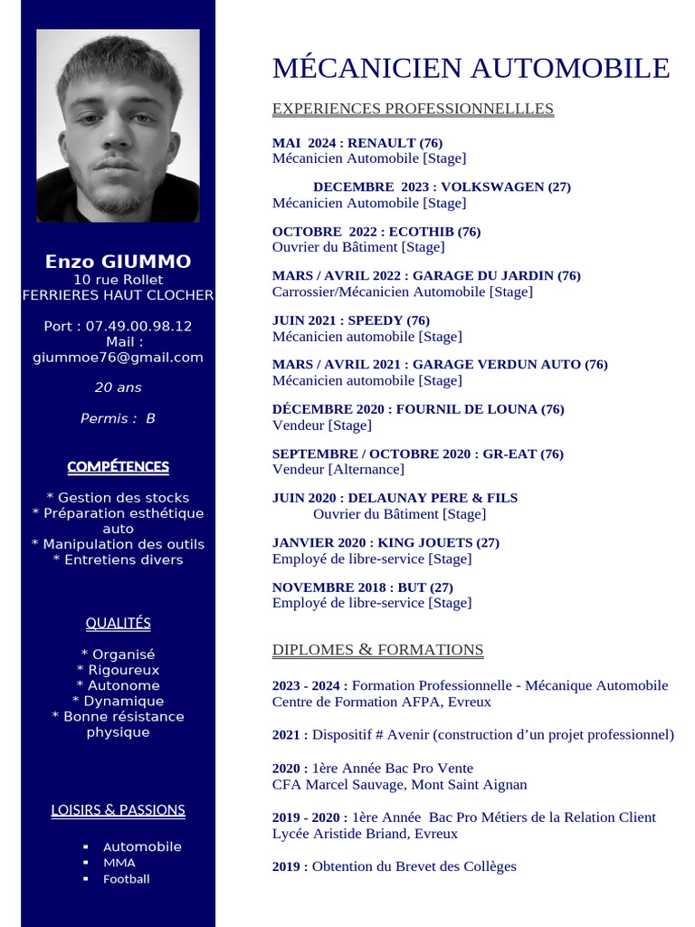 CV 2024 - Enzo Giummo | PDF