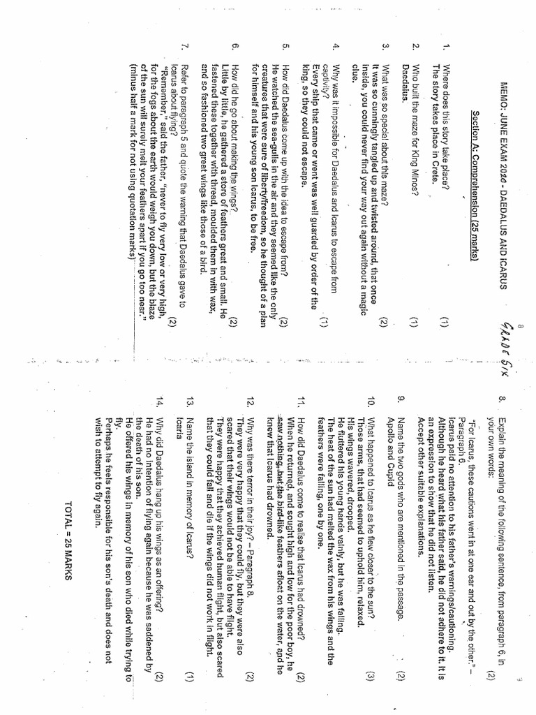 GR 6 Eng Booklet Memo | PDF