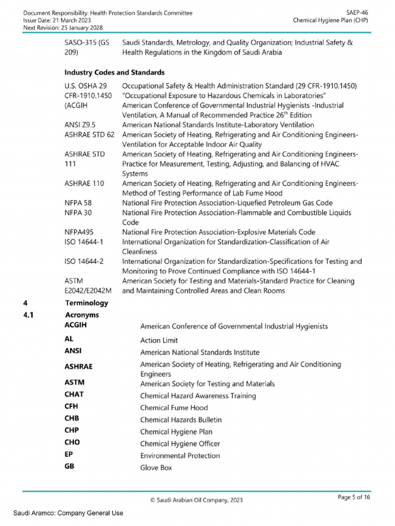 Chemical Hygiene Plan (CHP) - 05 | PDF