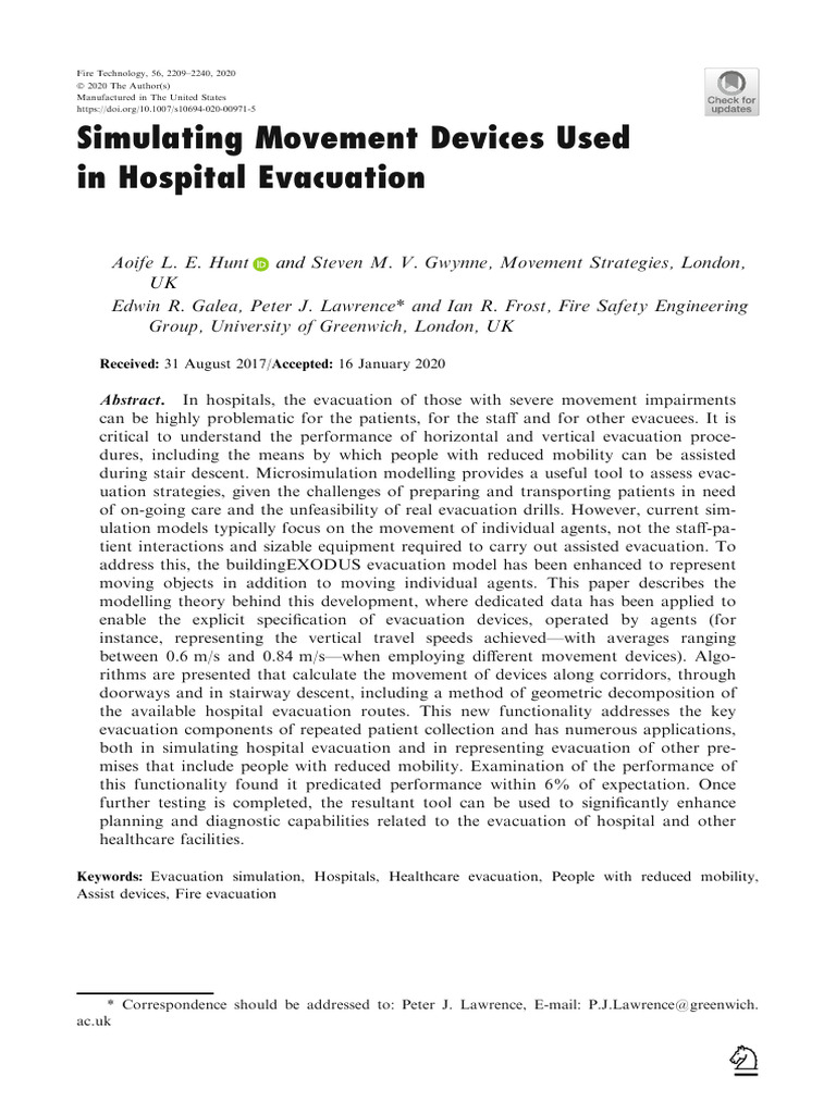 Simulating Movement Devices Used in Hospital Evacuation: and UK UK | PDF