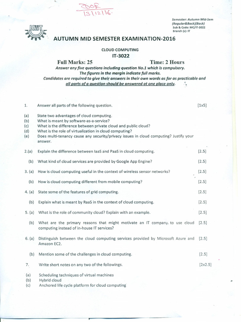 Kiit - Mid Sem 2016 | PDF