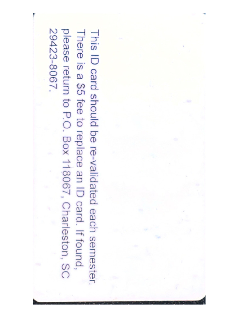 Student Id Back | PDF