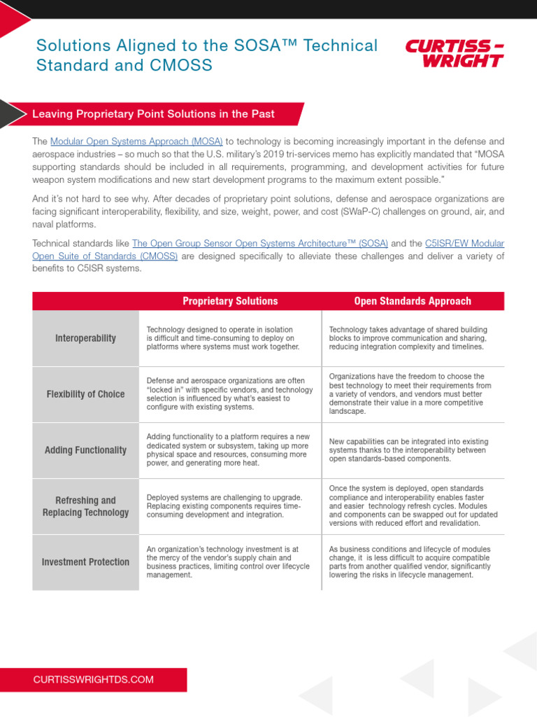 Sensor Open Systems Architecture SOSA CMOSS Brochure | PDF