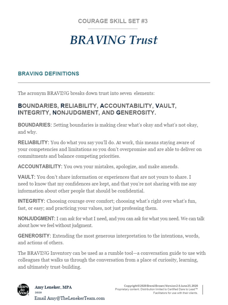 Dare To Lead Amy Leneker HANDOUT FINAL | PDF