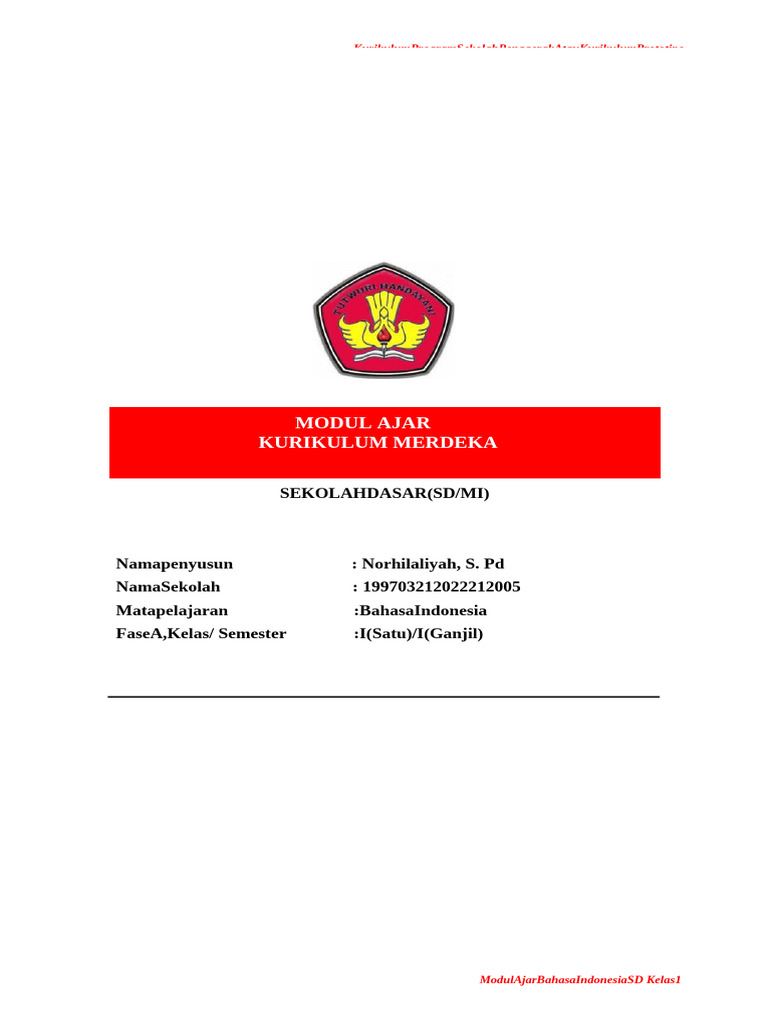 Sample Modul B.indo Kls 1 | PDF