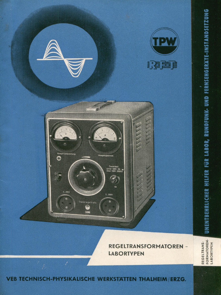 TPW Regeltransformatoren Labortypen 1959 | PDF