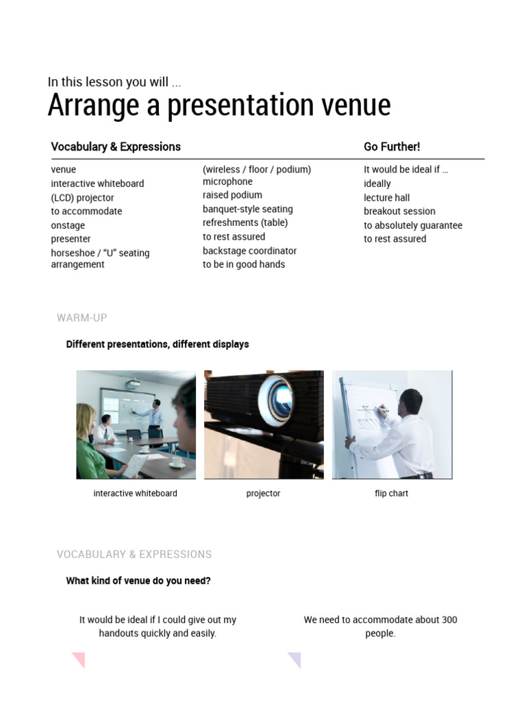 Arrange A Presentation Venue | PDF