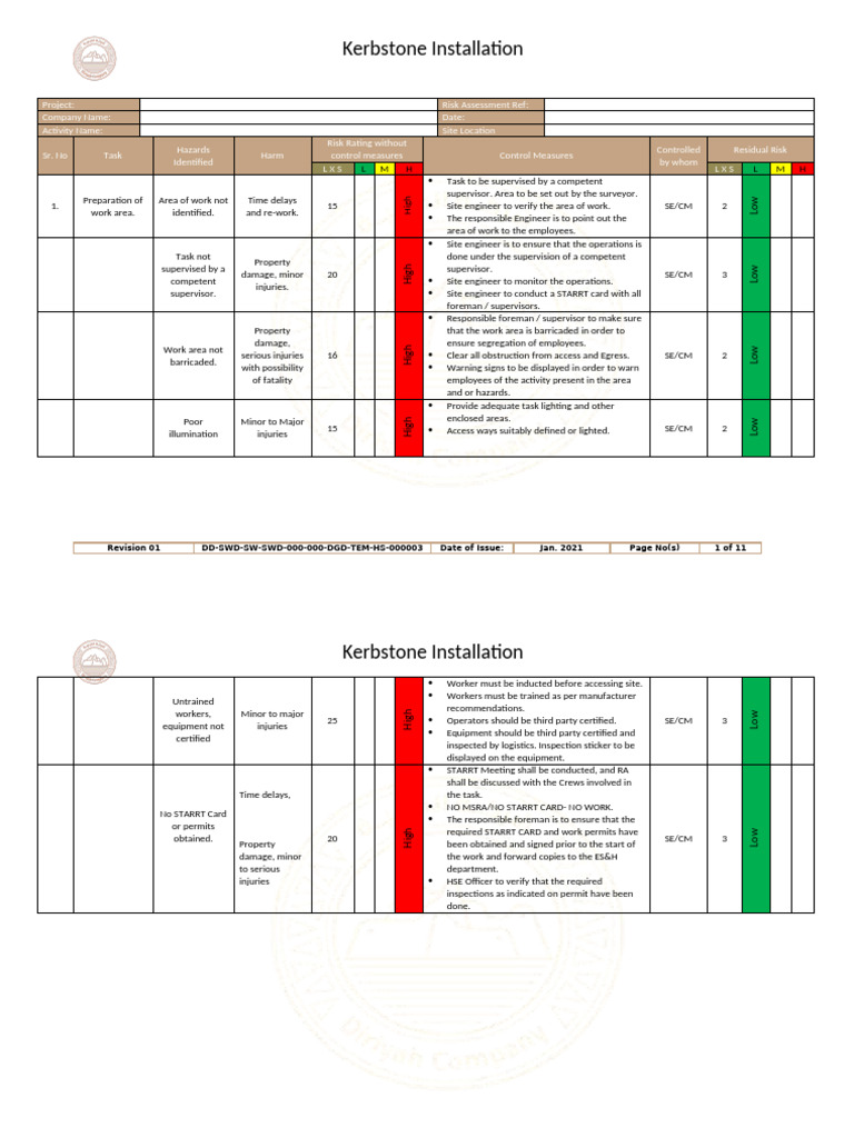 SC-HIRA-050 - Kerbstone Installation | PDF
