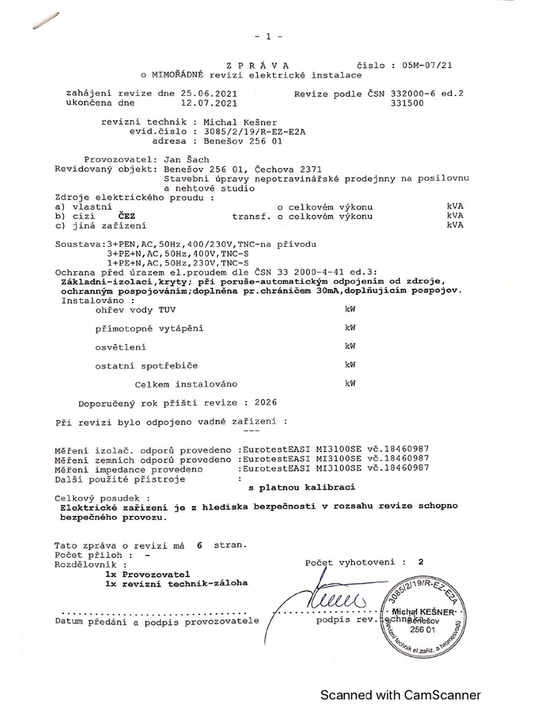 elektrina revize | PDF