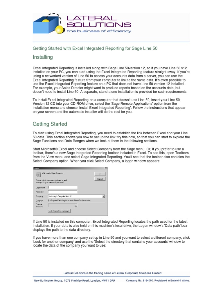 Installing: Getting Started With Excel Integrated Reporting For Sage ...