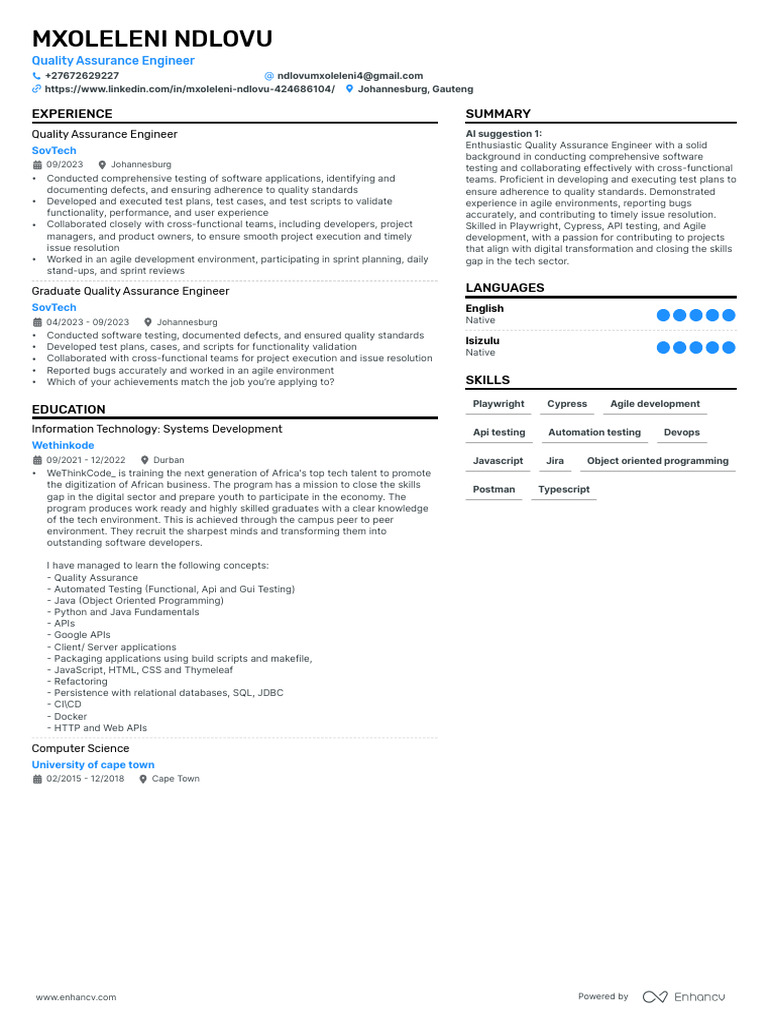 Mxoleleni Ndlovu Updated | PDF