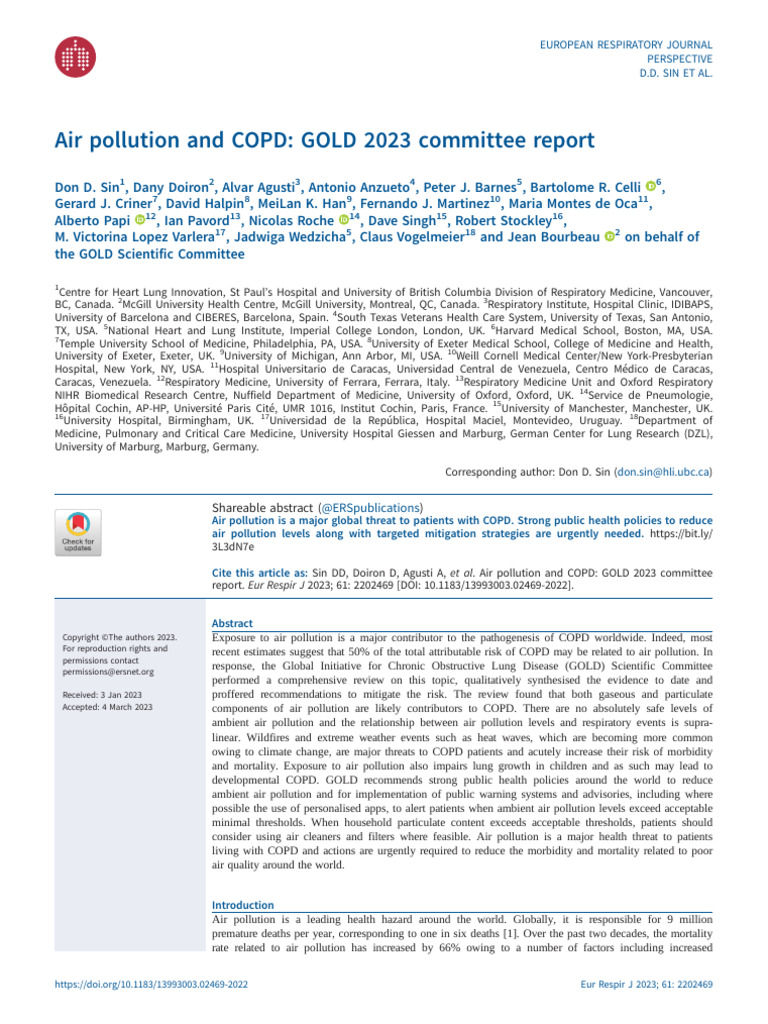 Air Pollution and COPD Erj 2023 | PDF
