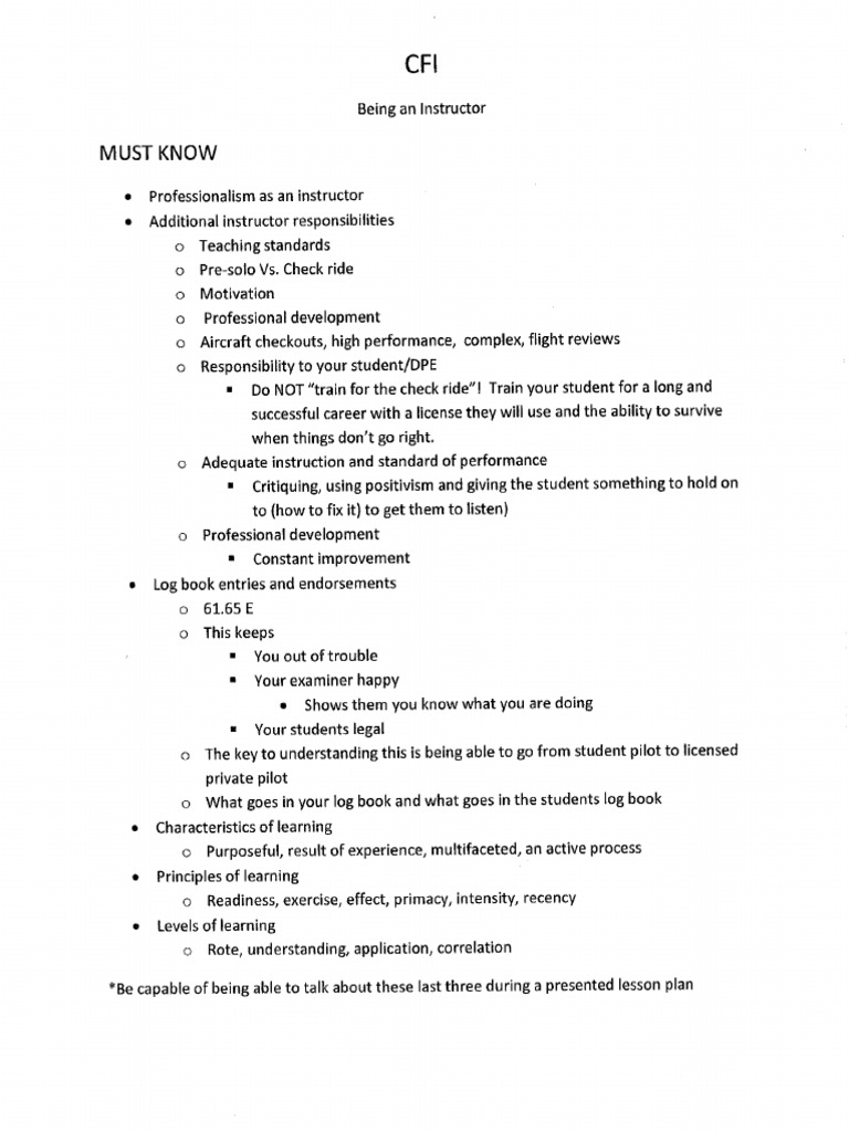Livingston Aviation CFI Study Guide | PDF