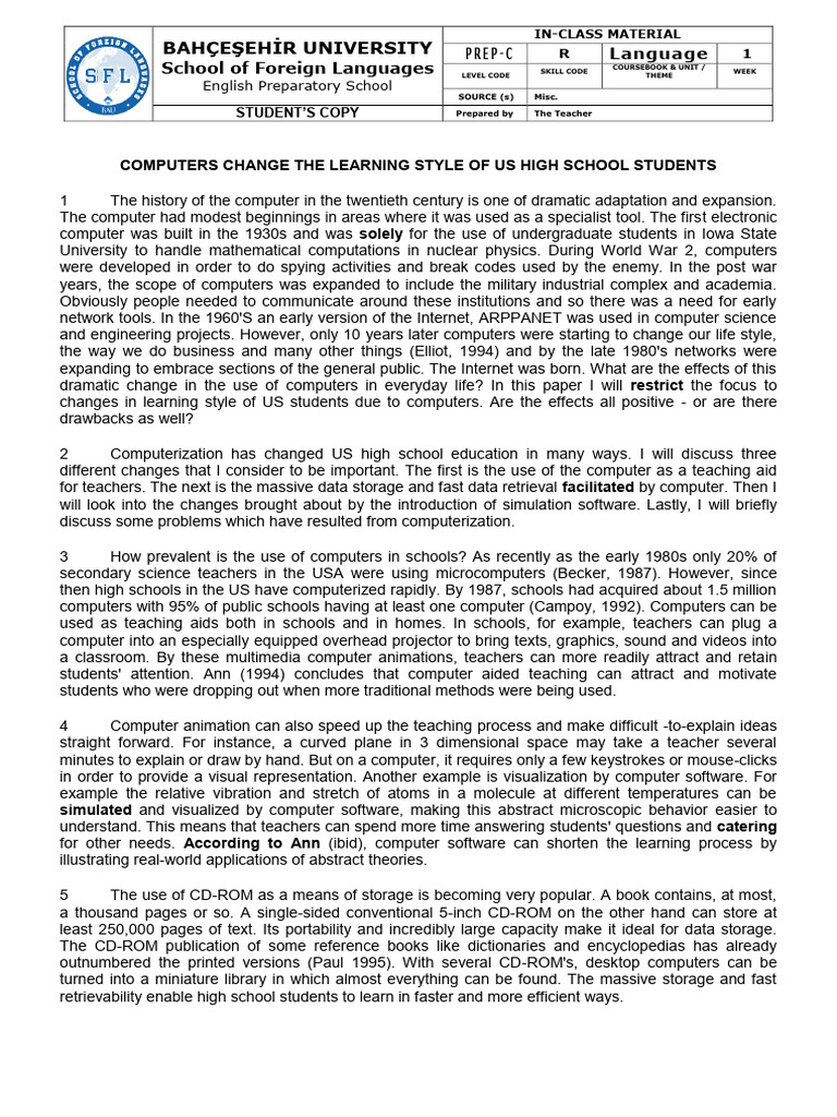 Computers Change The Learning Style SC Kullanma | PDF