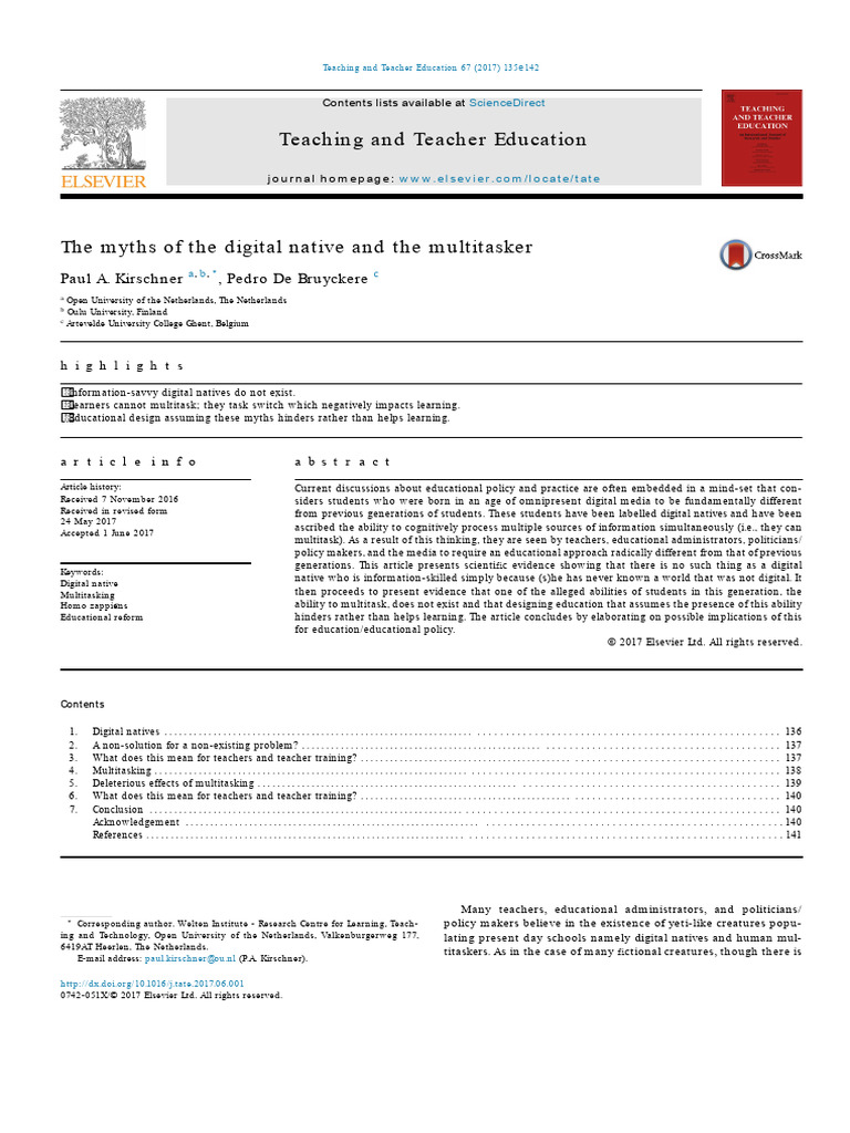 The Miths of Digital Native and The Multitasker | PDF
