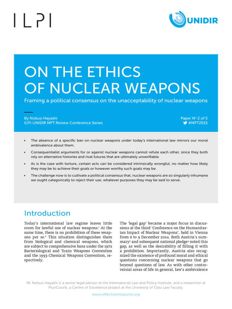 On The Ethics of Nuclear Weapons | PDF | Utilitarianism | Just War Theory