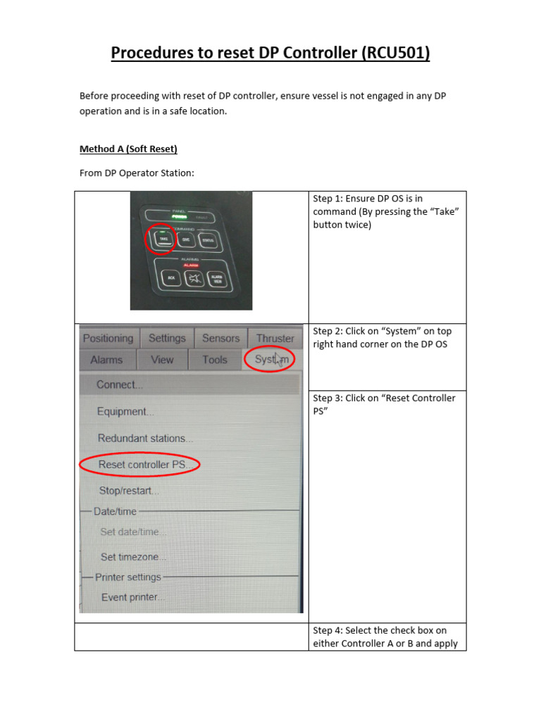 Procedure to reset DPU | PDF