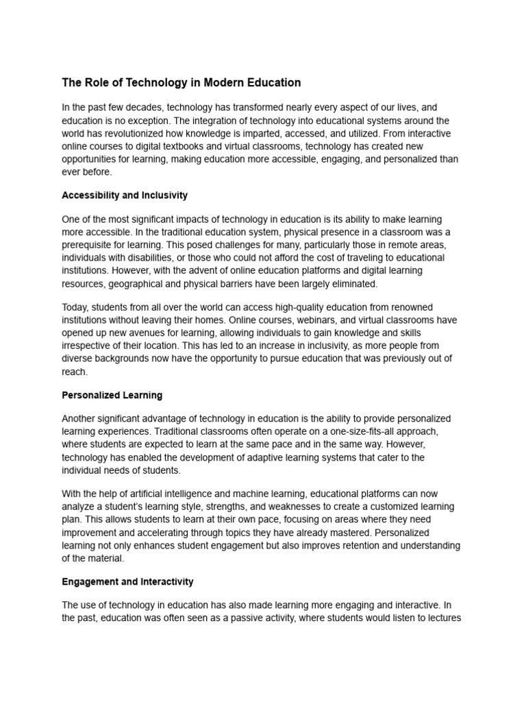 Role of Technology | PDF