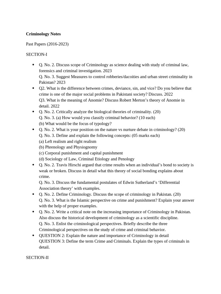 Criminology Notes | PDF