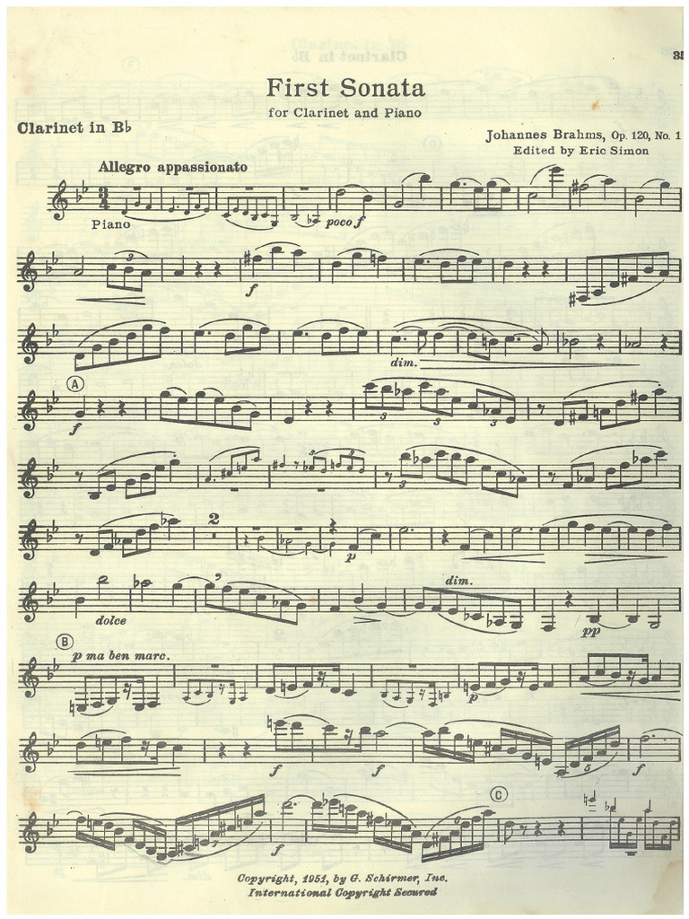 First Clarinet Sonata - Brahms | PDF