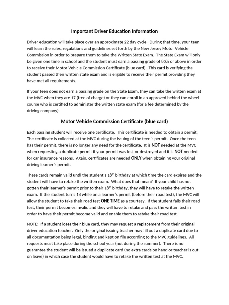 Important Driver Education Information | PDF | Driving | Vehicles