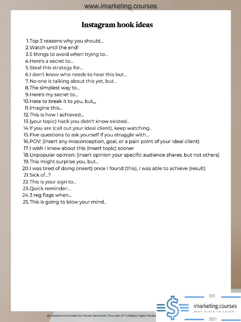 Instagram Hooks | PDF