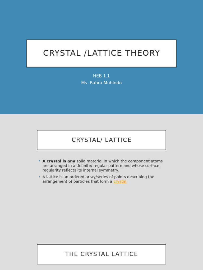 Crystal Lattice Theory | PDF | Crystal Structure | Carbon