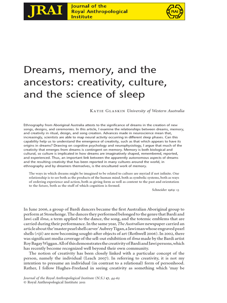 Dreams Memory and The Ancestors Creativi | PDF