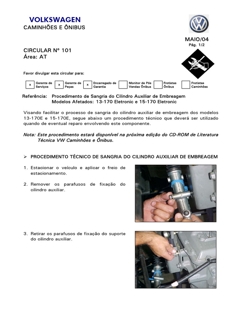 Volkswagen: Caminhões E Ônibus MAIO/04 Circular #101 Área: AT | PDF