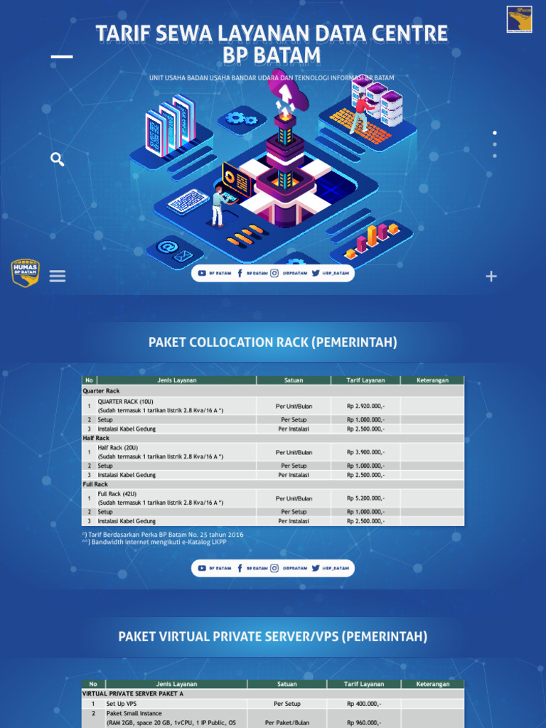 Tarif Sewa Layanan Data Centre BP Batam | PDF