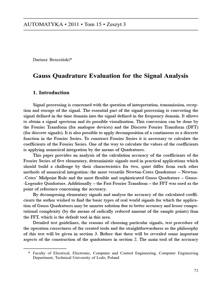 Auto - 3-2011 - A - Brzeziński.p65 - Signal Analysis | PDF