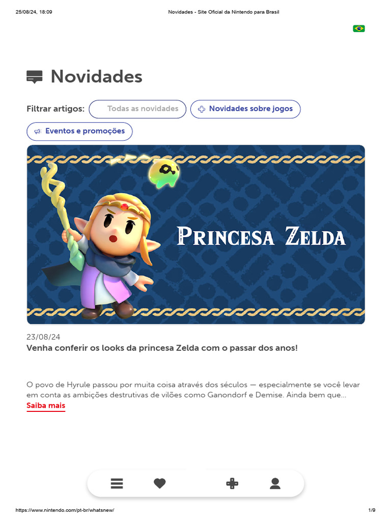 Novidades - Site Oficial Da Nintendo para Brasil | PDF
