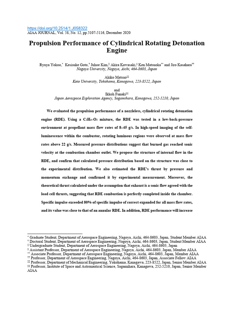 Japan Rde Cylindrical Rotating Detonation Engine Research Papers | PDF ...