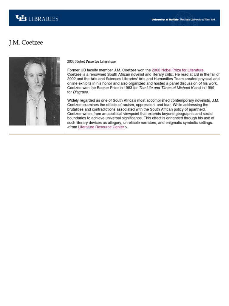 JM Coetzee | PDF