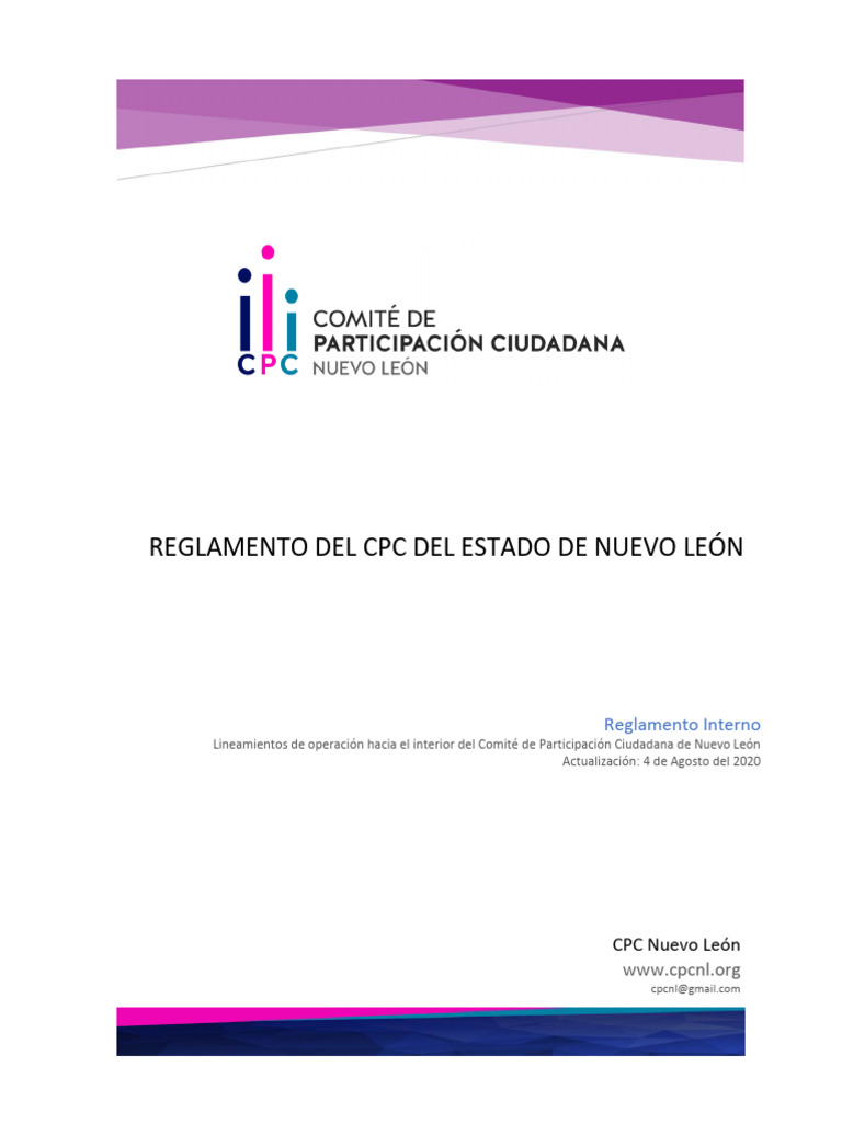 Reglamento Interno CPC Reformado A 4 de Agosto Del 2020 | PDF