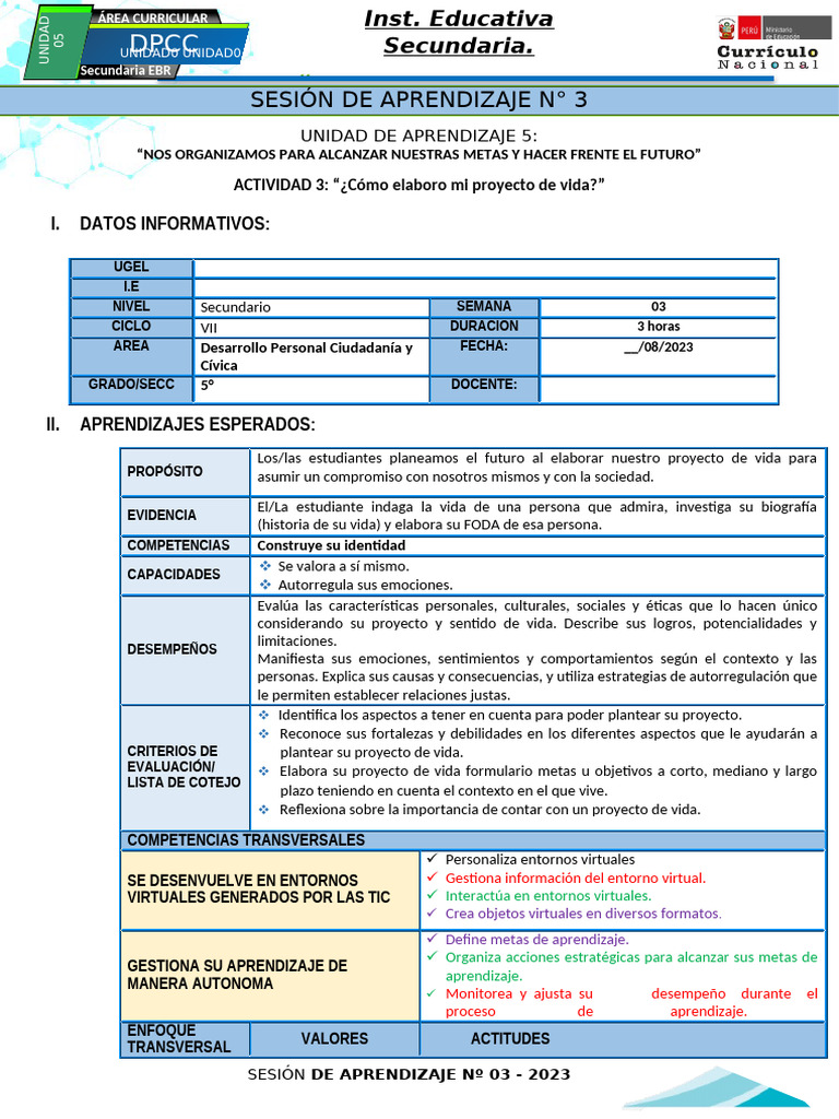 5º DPCC - Ses 3 Uni 5 - Sem 03 | PDF