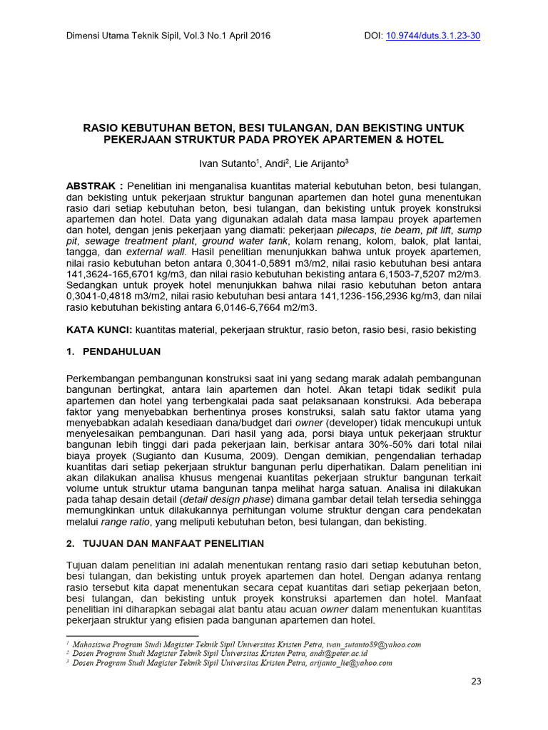 Rasio Beton Besi Bekisting | PDF